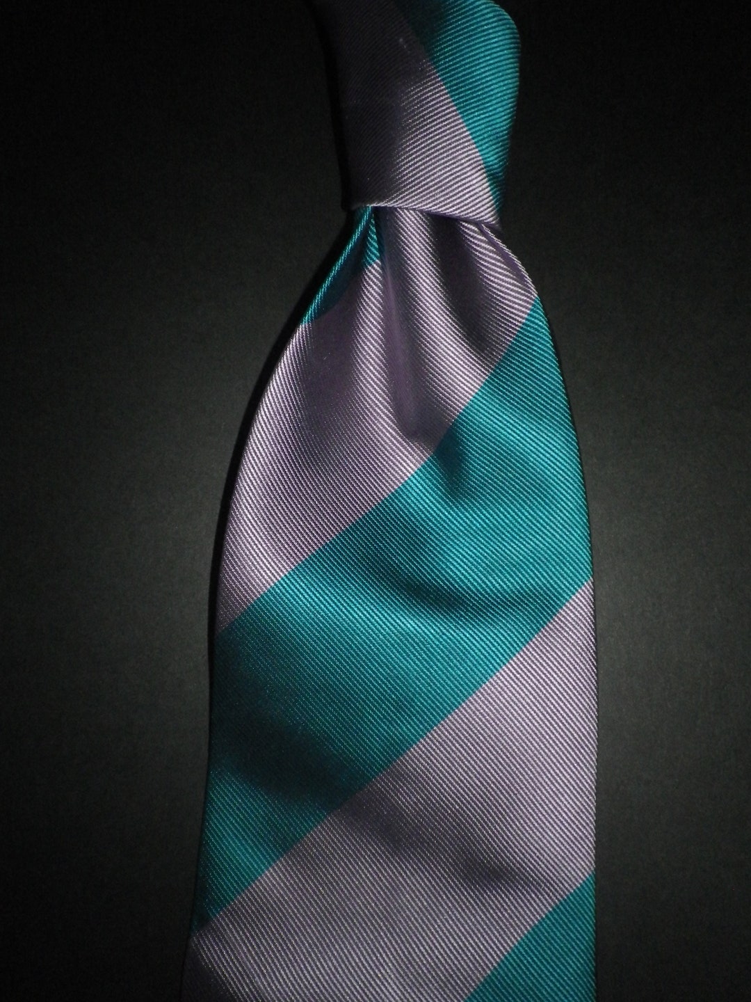 Bold Aqua Marine and Silver Stripes English Silk Necktie, 10cm Blade ...