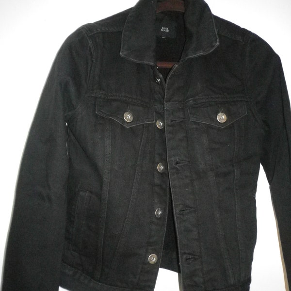 Black Denim Jacket - Etsy