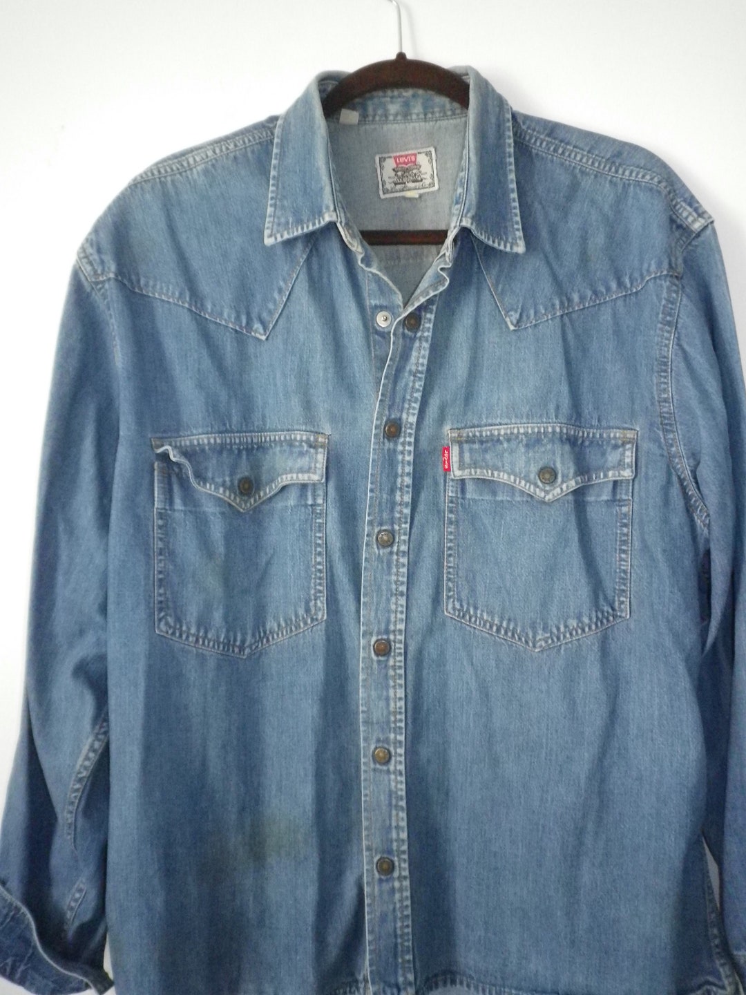 Authentic Levis 80s Vintage Denim Western Mens Shirt,stud Buttons, 2 ...