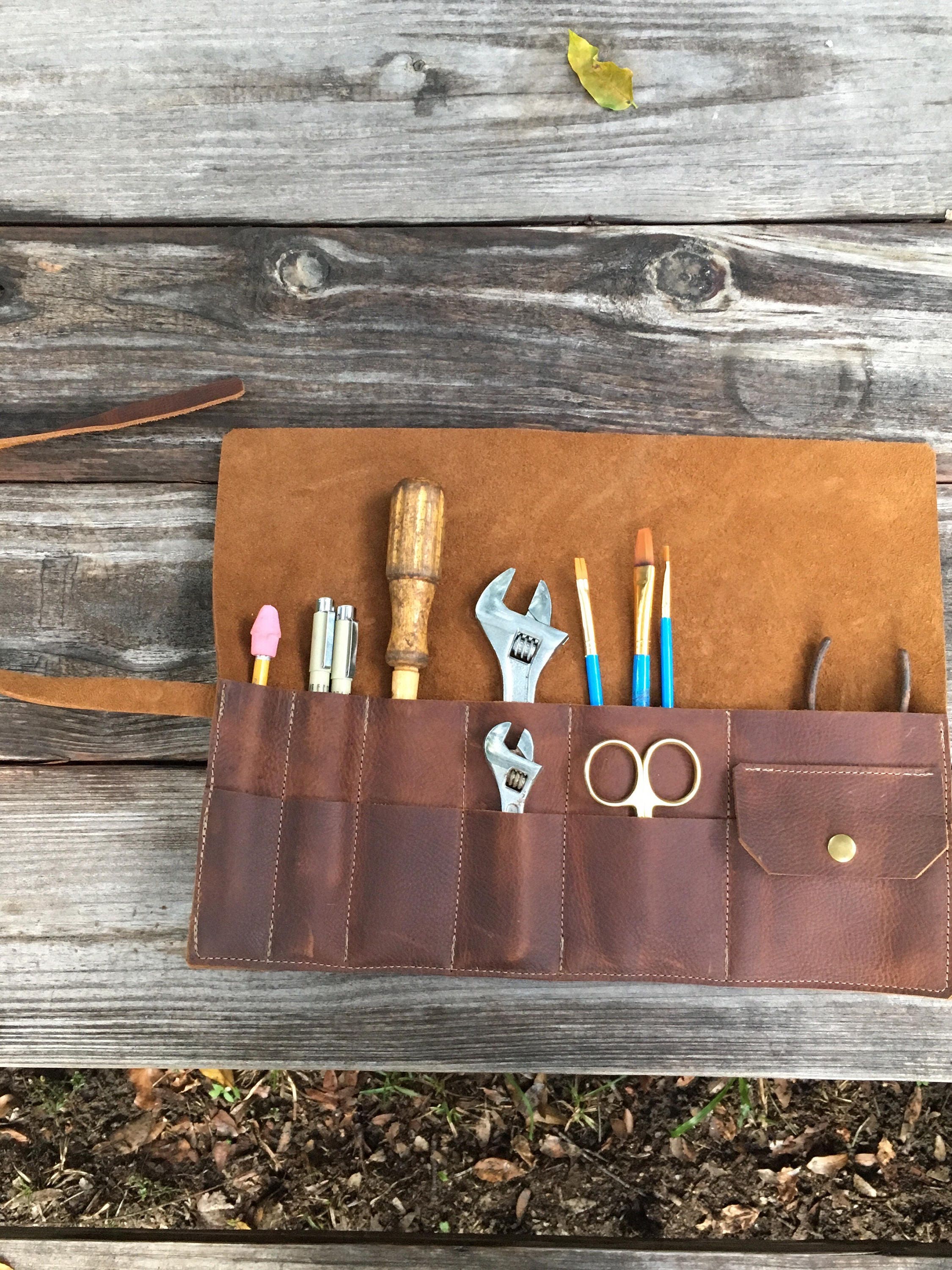 Leather Tool Roll, Utensil Kit, Pencil Roll, Makeup Roll, Organization ...