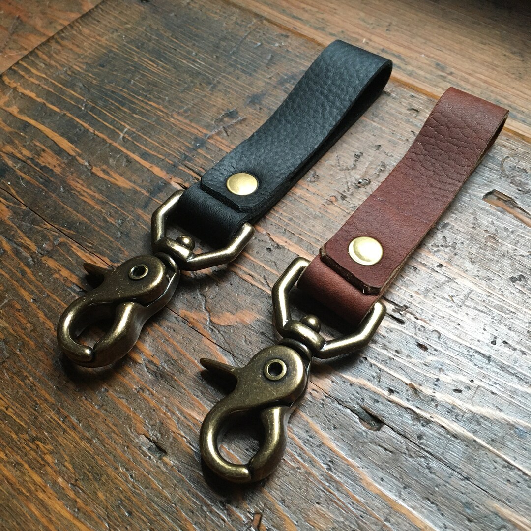 Leather Keychain Large Brass Clip Key Clip Belt Clip - Etsy