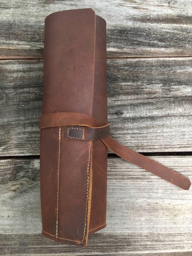 Leather Tool Roll, Utensil Kit, Pencil Roll, Makeup Roll, Organization ...