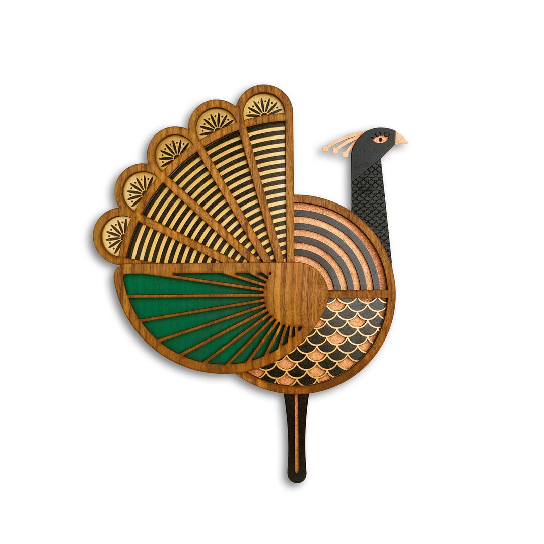 Pink Peacock , Golden, Turquoise, Wall Art, Peacock Decor, Animal Head ...