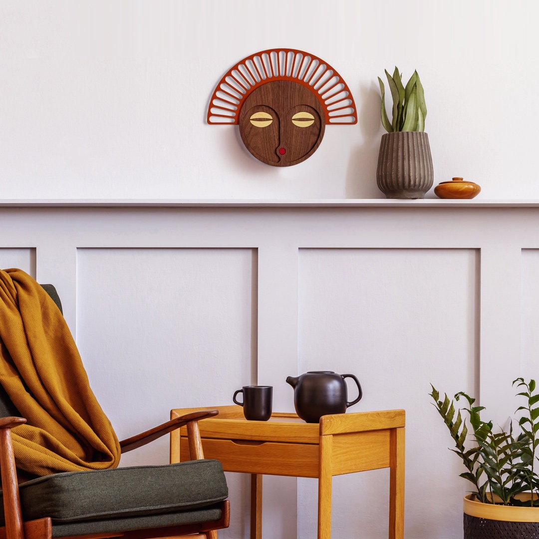 Mini Wood Mask, Living Room Wall Decor, Pop Art, Wood Wall Hanging ...