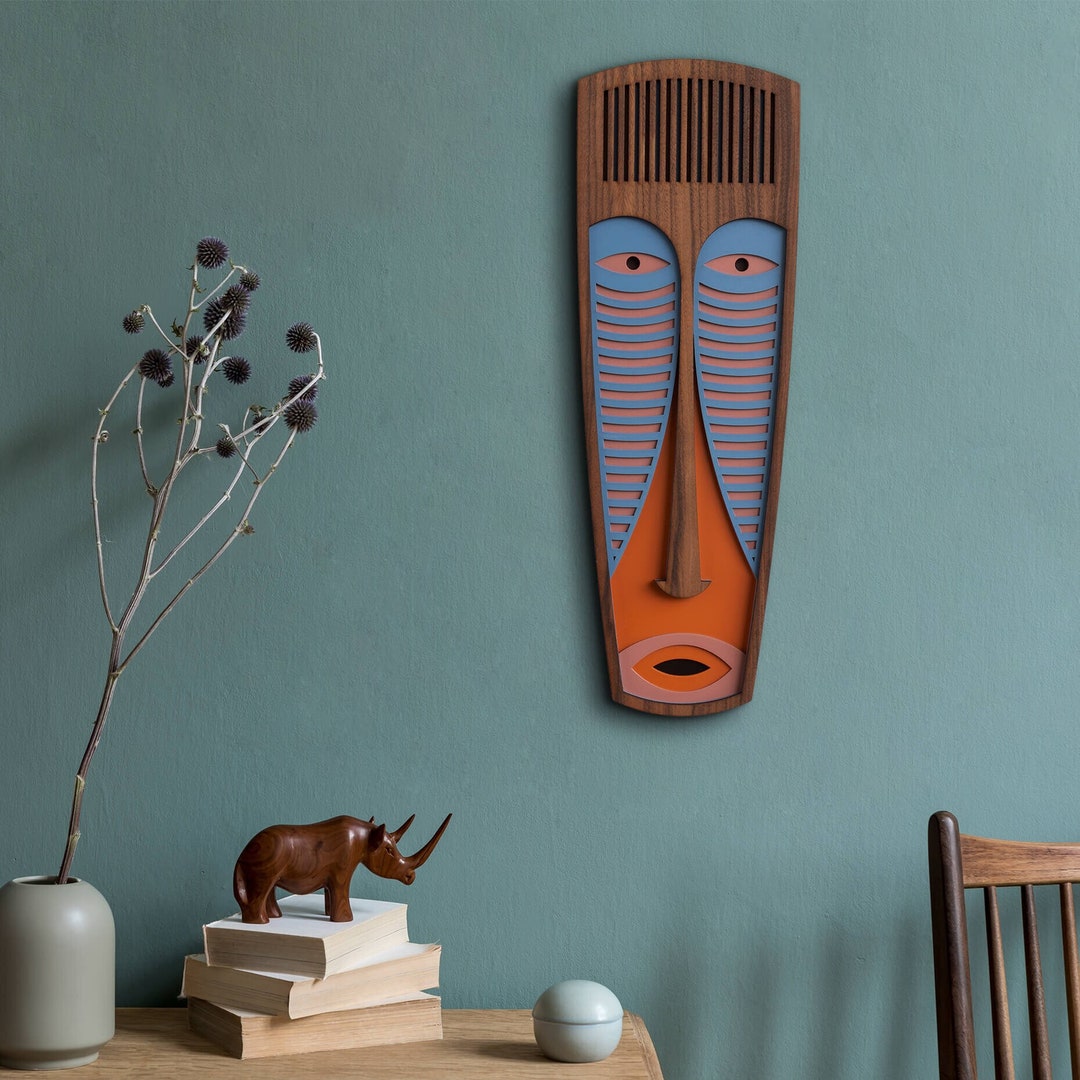 Decorative Wall Mask, Unique Wooden Wall Art, Living Room Wall Decor ...