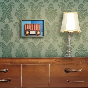 Vintage Radio Wall Art - Retro Handmade Wooden Decor, Classic Radio Art ...