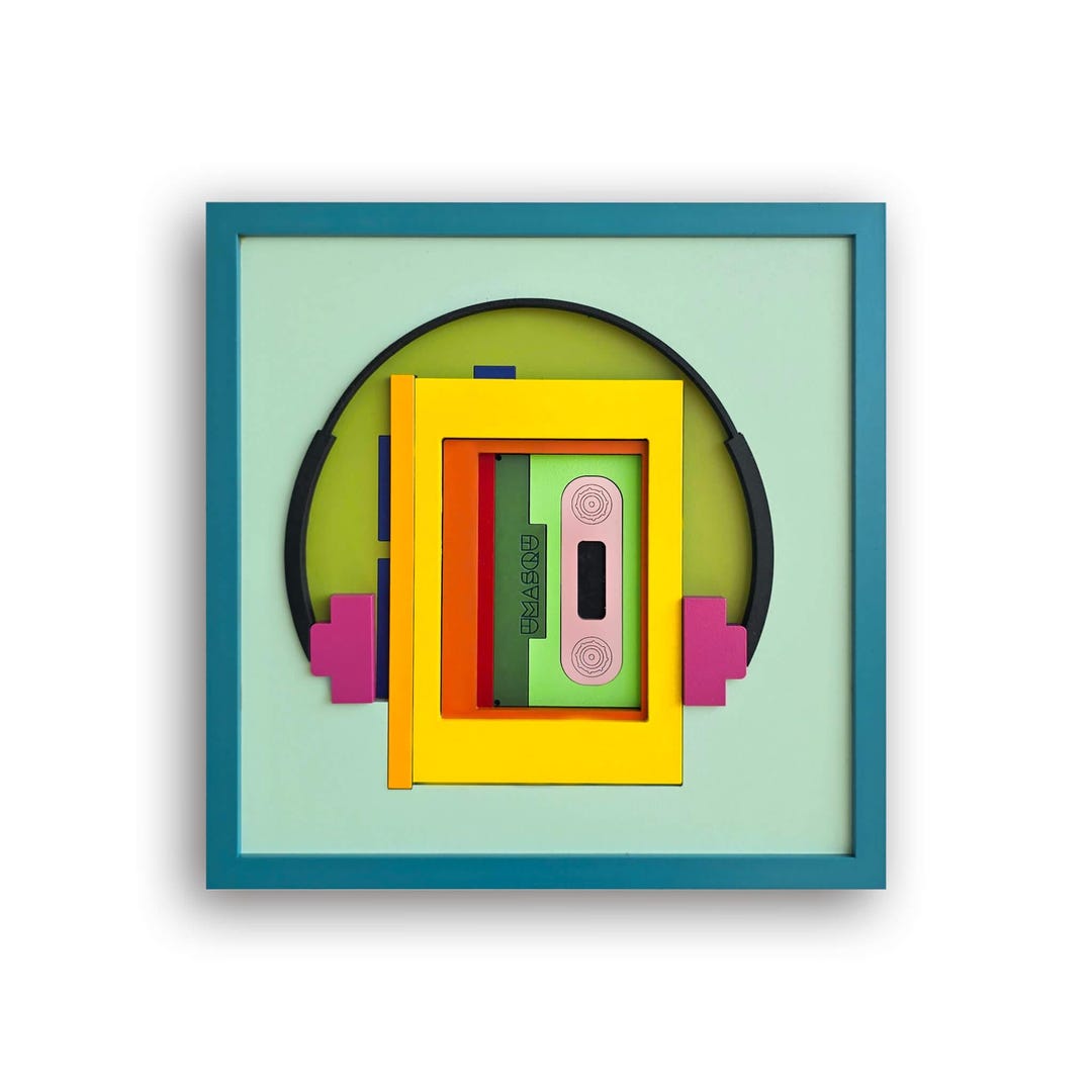 Vintage Walkman Wall Art - Retro Wooden Music Player Decor, Handmade ...