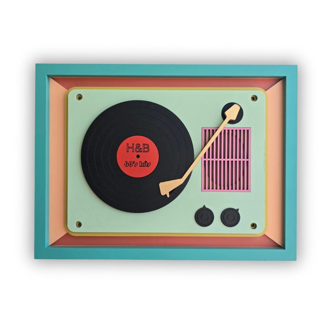 Vintage Turntable Wall Art - Retro Handmade Wooden Decor, Classic Record Player Art, Nostalgic ...