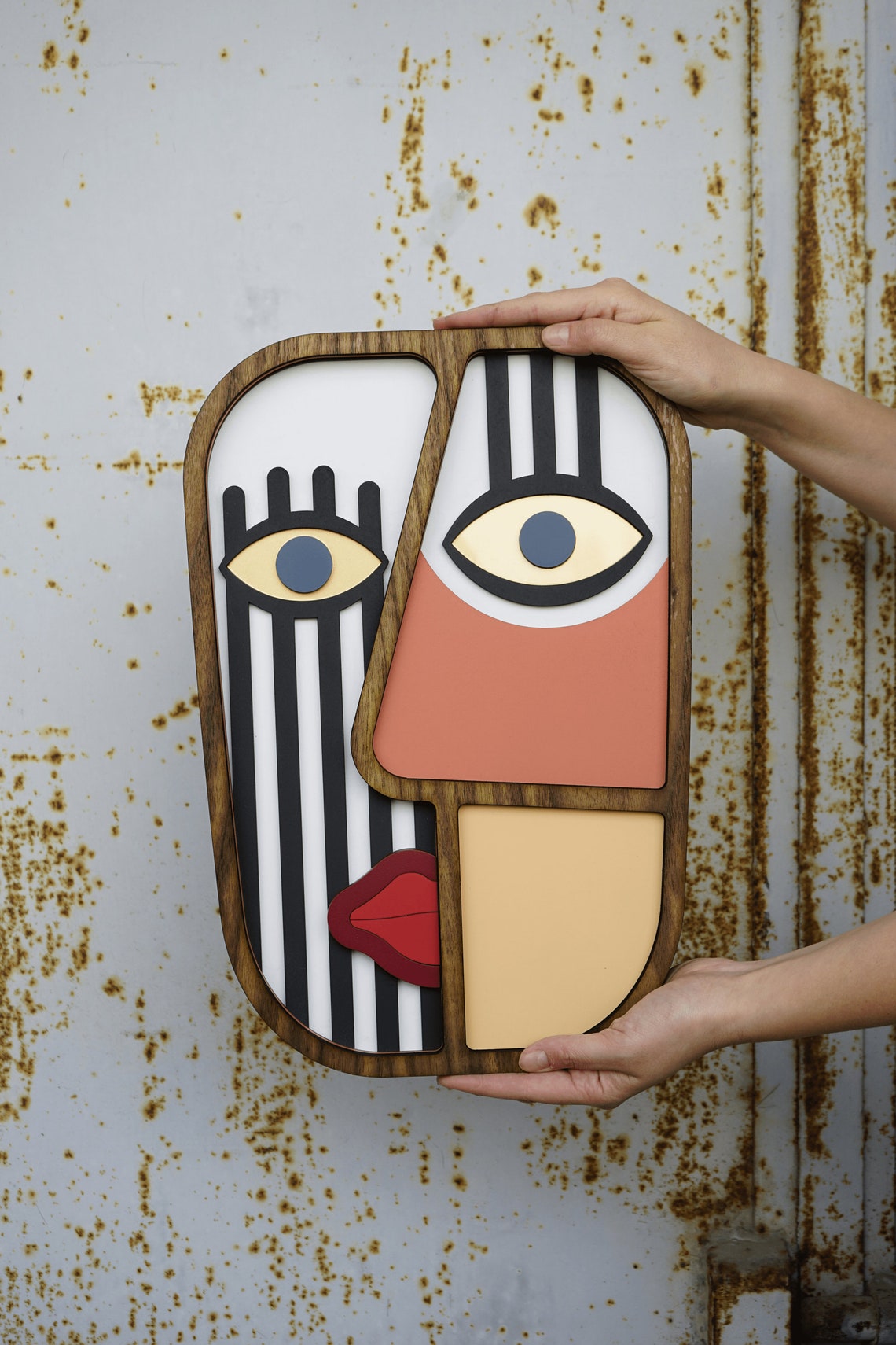 Decorative Mask, Living Room Wall Decor, Pop Art, Wood Wall Hanging ...