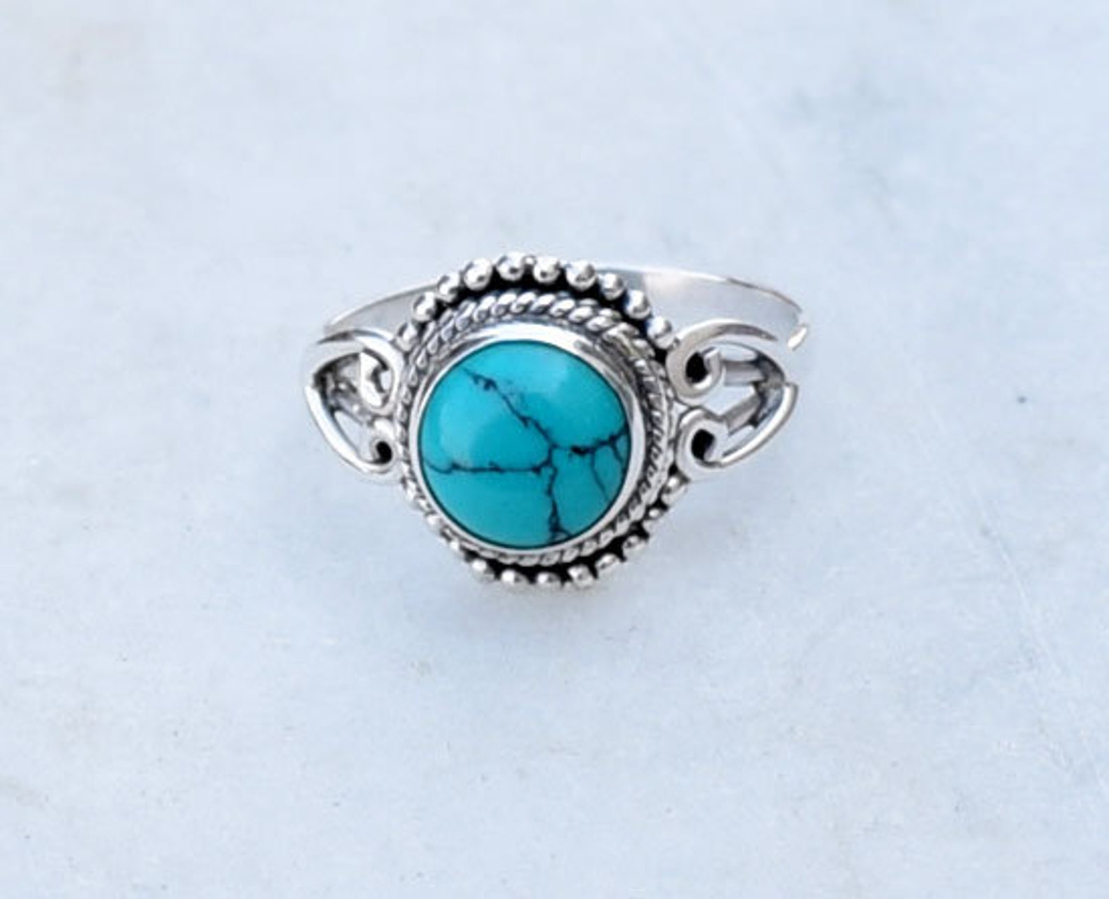 Natural Turquoise Silver Ring 925 Sterling Silver Boho Ring | Etsy