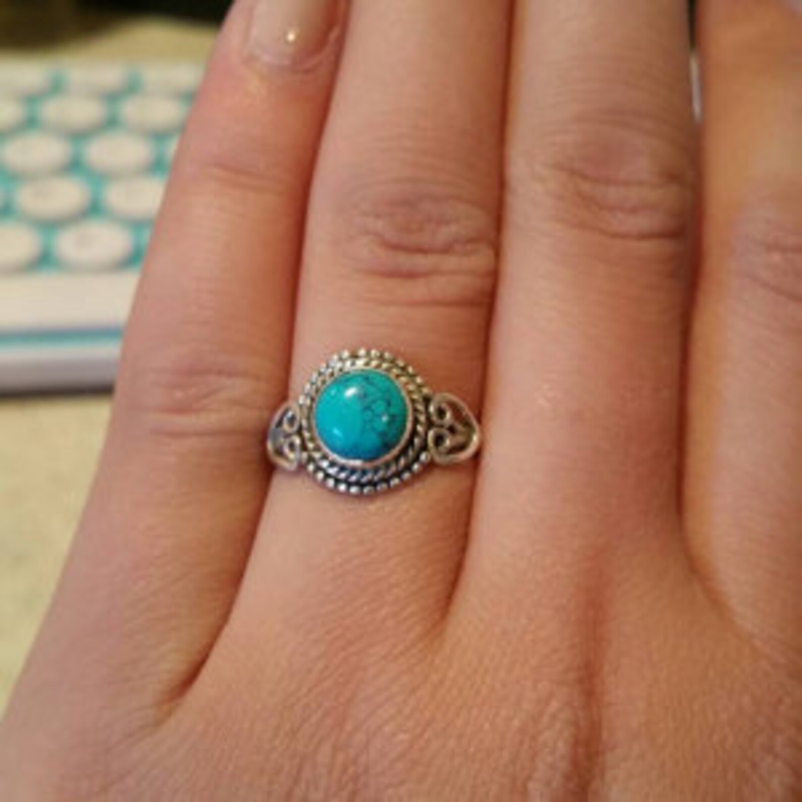 Natural Turquoise Silver Ring 925 Sterling Silver Boho Ring | Etsy