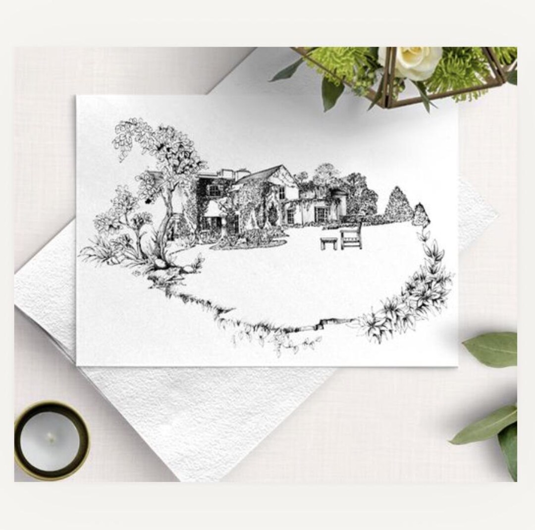 Gregan Castle Digital Print: Hand-drawn Wedding Venue Illustration ...