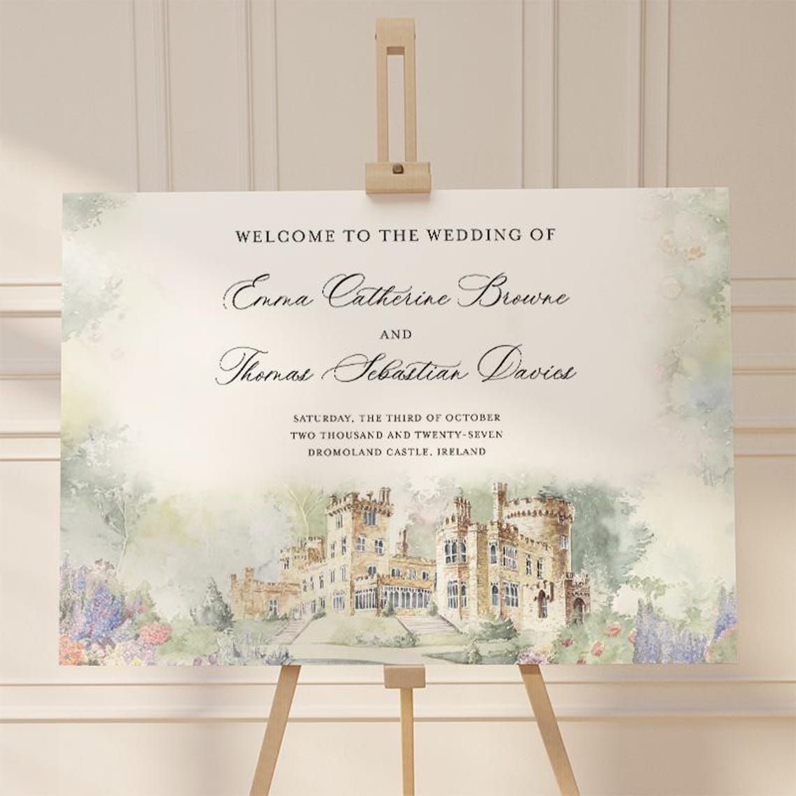 Watercolor Castle Wedding Welcome Sign: Editable Template (digital File ...