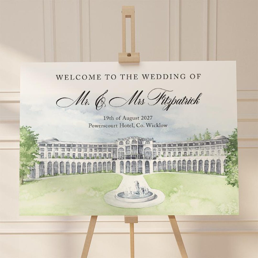 Powerscourt Hotel Wedding Welcome Sign – Editable Irish Venue Wedding ...
