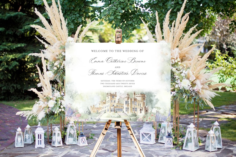 Watercolor Castle Wedding Welcome Sign: Editable Template (digital File ...
