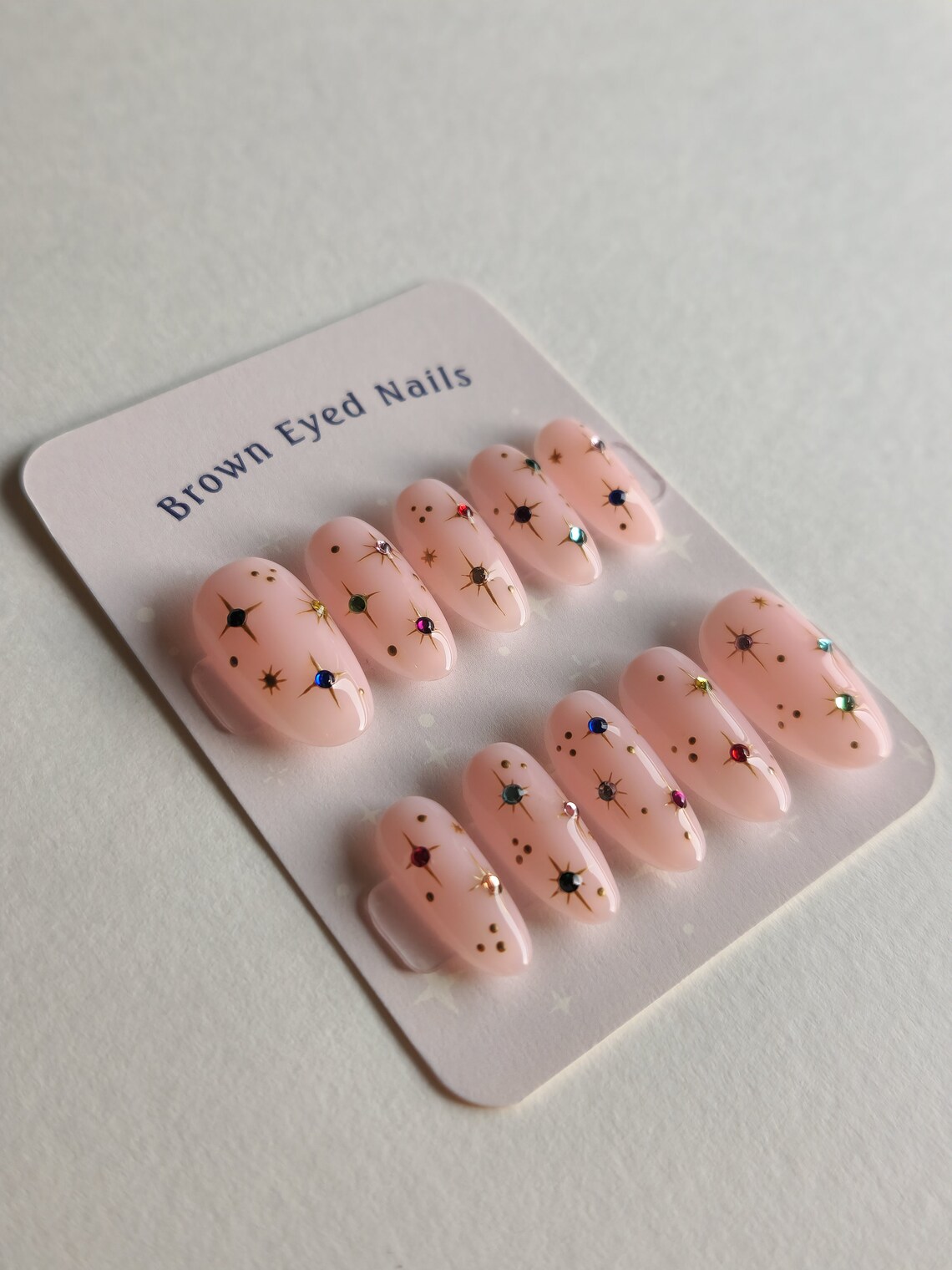 Star Press on Nails Starburst Nails Rhinestone Nails - Etsy