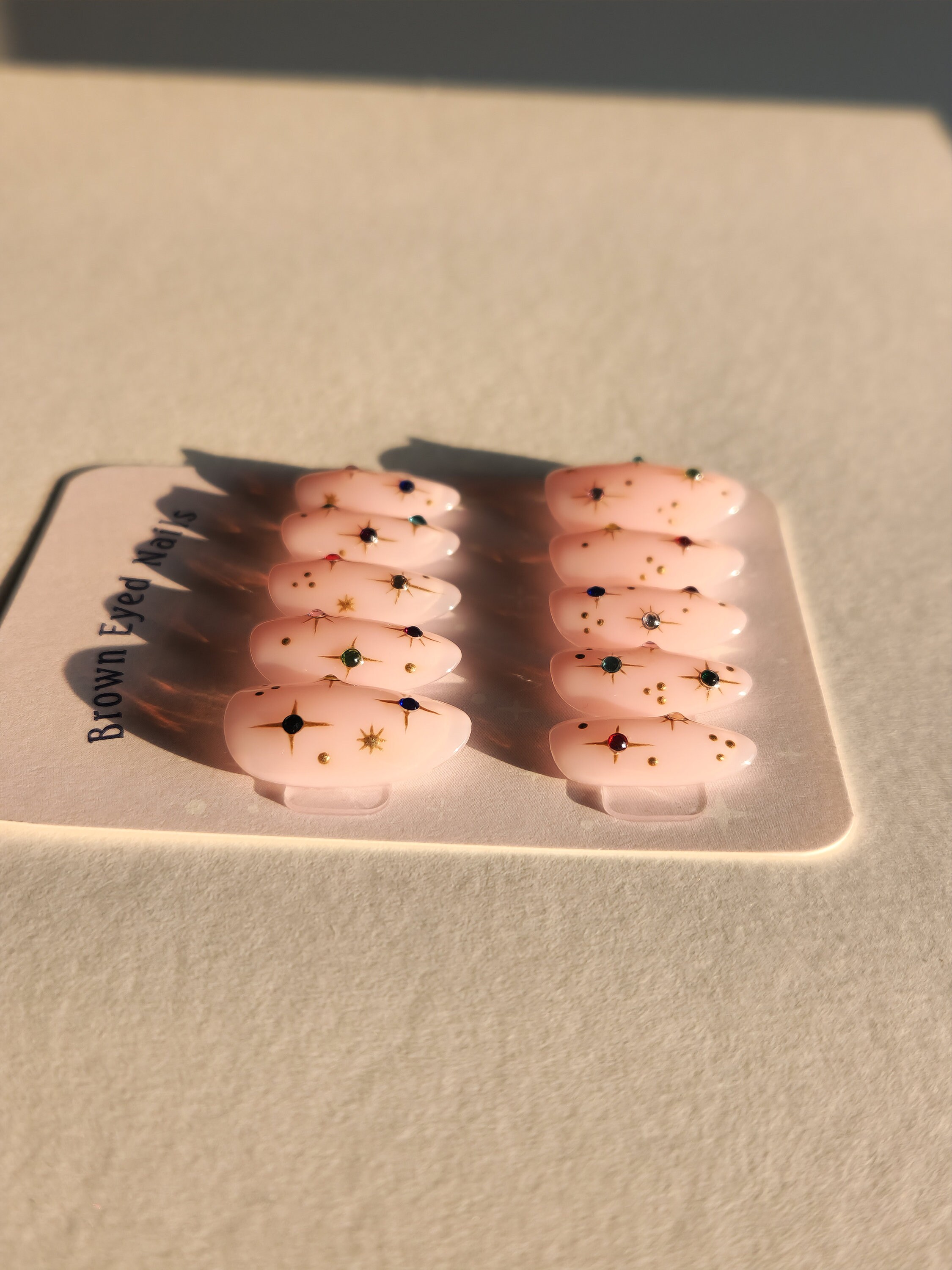 Star Press on Nails Starburst Nails Rhinestone Nails - Etsy