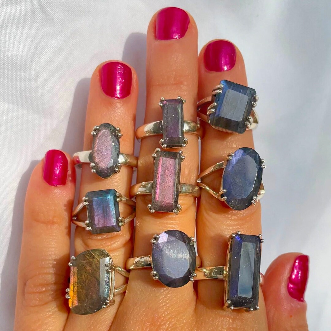 Purple Labradorite Ring/ Intuition Stone / 925 Solid Sterling Silver ...