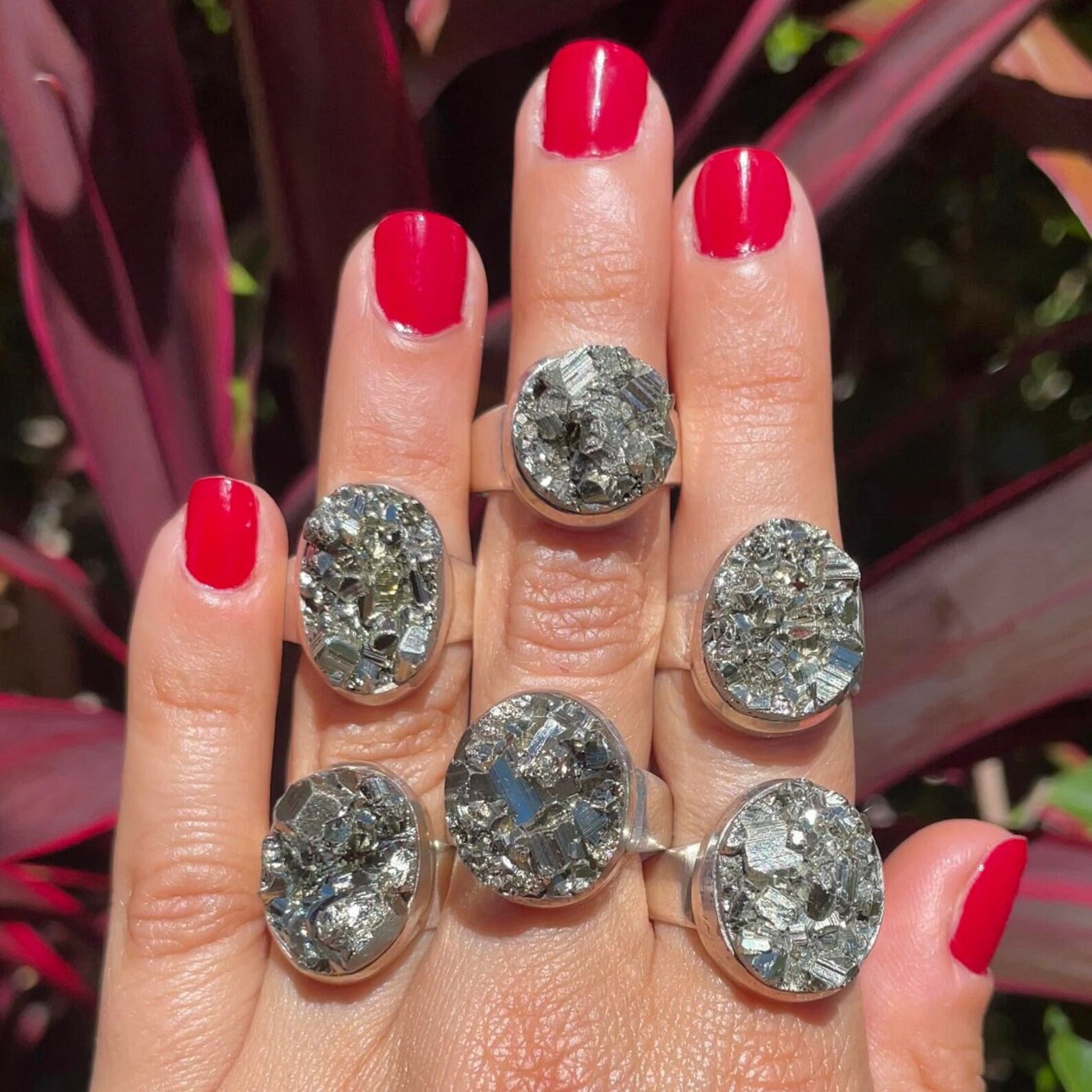 Small Pyrite Ring Oval Size 9/ Protection Stone / 925 Solid Sterling ...