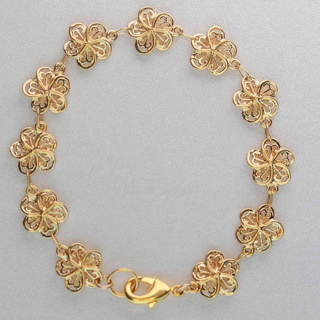 Hibiscus Flower Link Bracelet Gold Filled / Made in USA America / Handmade / Sustainable / Made ...
