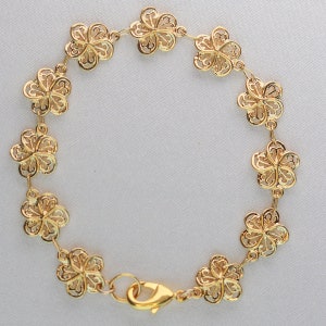 Hibiscus Flower Link Bracelet - Gold Filled / Made in USA America ...