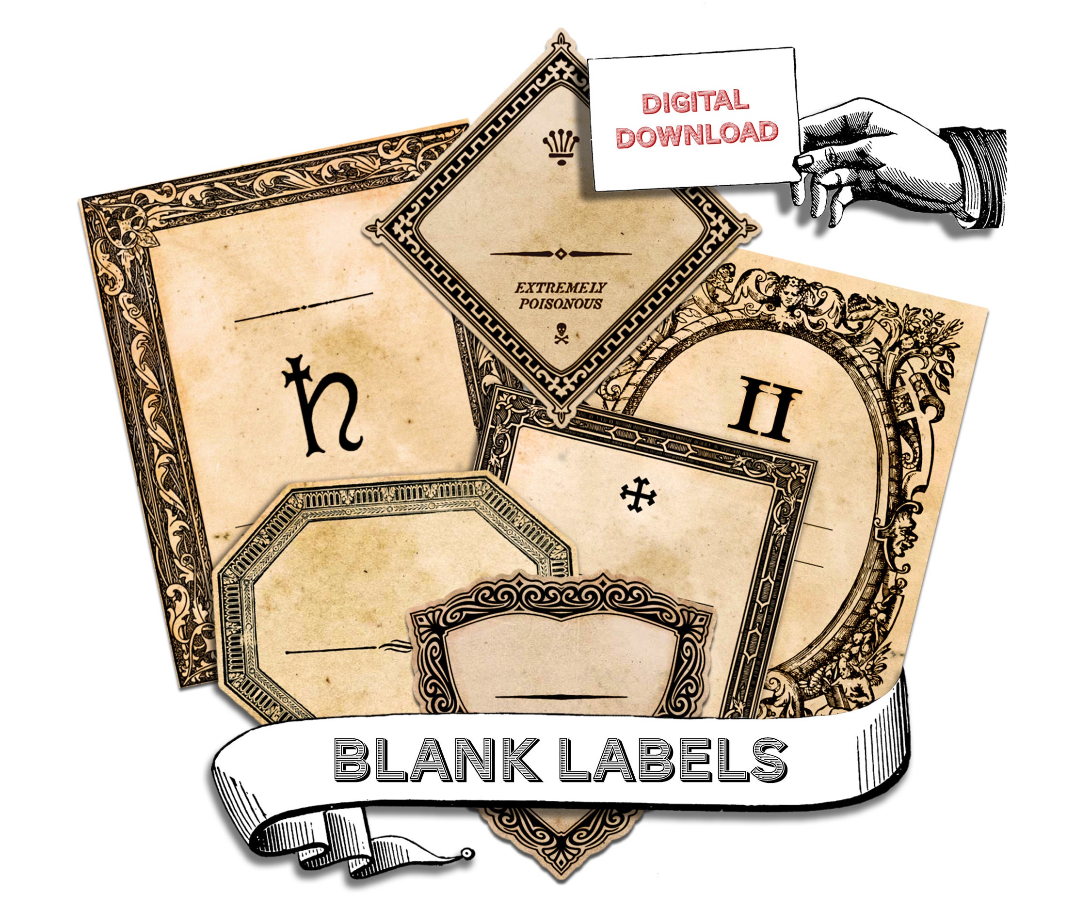 Printable Blank Potion Labels, Digital Download, Vintage Victorian ...