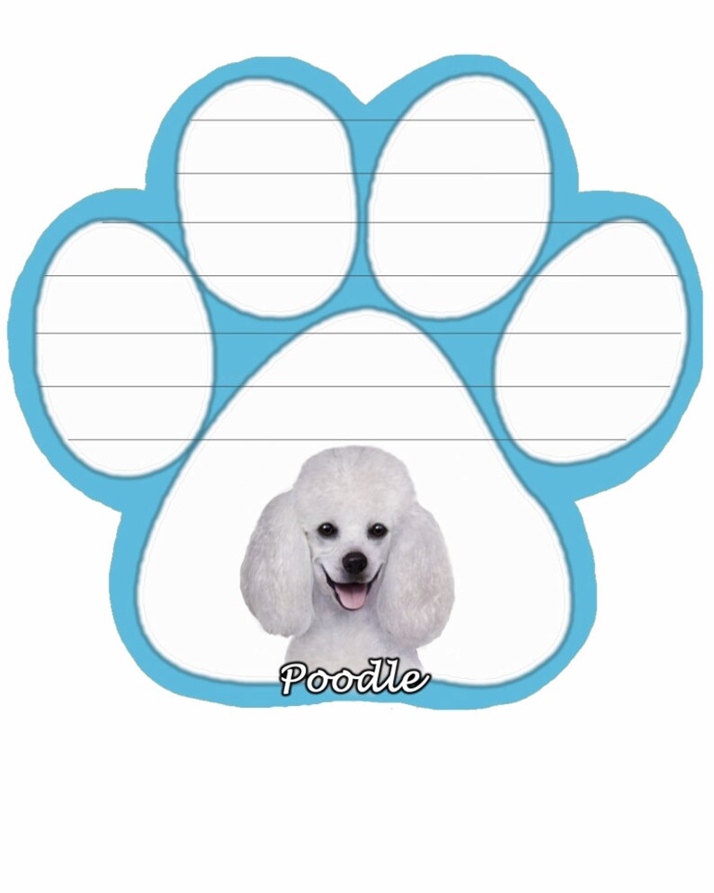 Poodle Notepad With Unique Die Cut Paw Shaped Sticky Notes 50 - Etsy