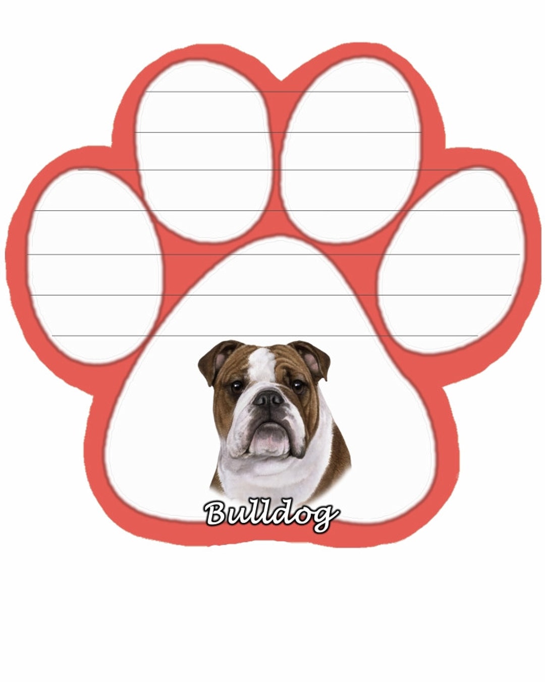 Bulldog Notepad With Unique Die Cut Paw Shaped Sticky Notes 50 - Etsy