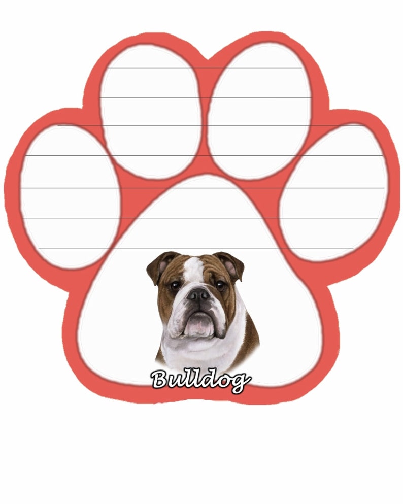 Bulldog Notepad With Unique Die Cut Paw Shaped Sticky Notes 50 | Etsy