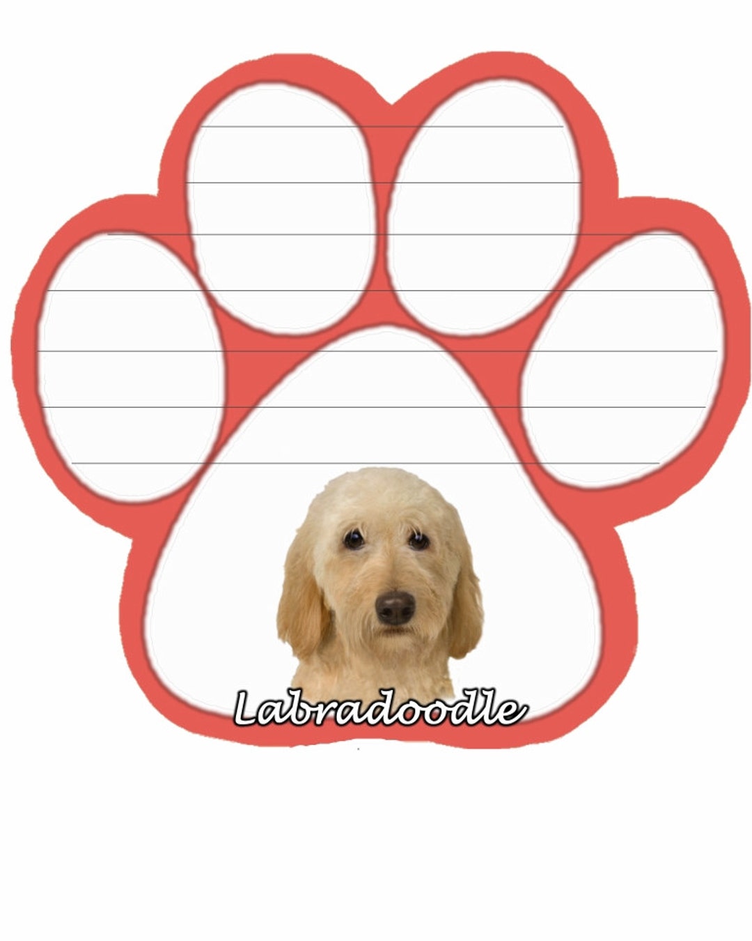 Labradoodle Notepad With Unique Die Cut Paw Shaped Sticky - Etsy