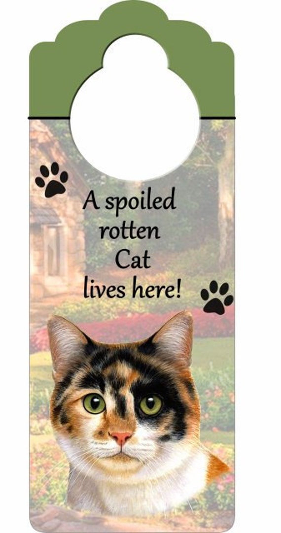 Calico Cat Wood Sign a Spoiled Rotten Cat Lives | Etsy
