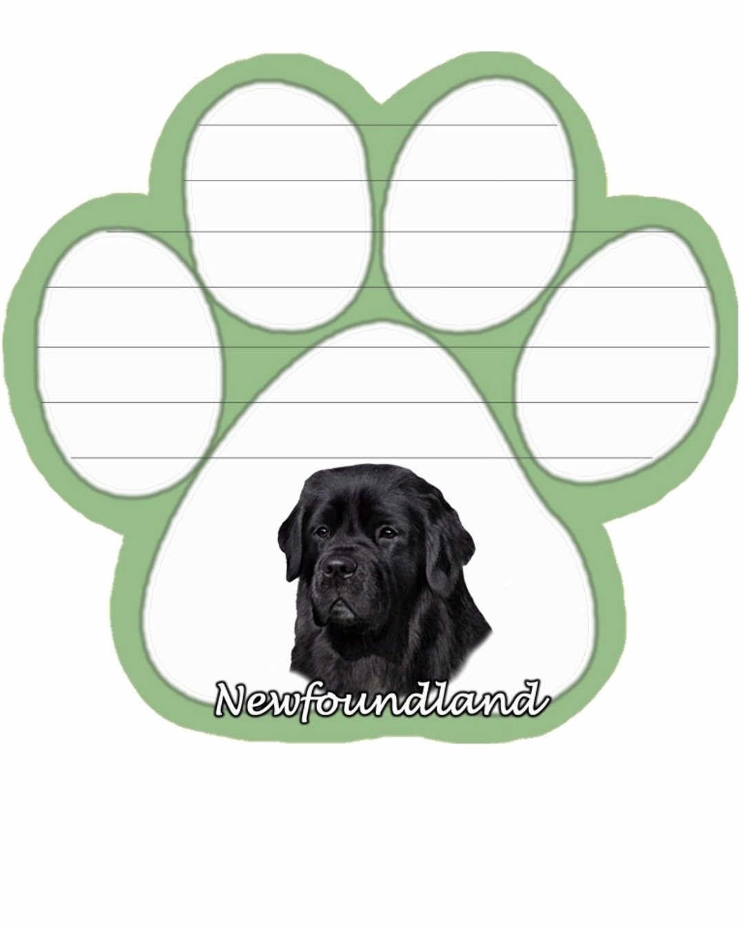 Newfoundland Notepad With Unique Die Cut Paw Shaped Sticky - Etsy