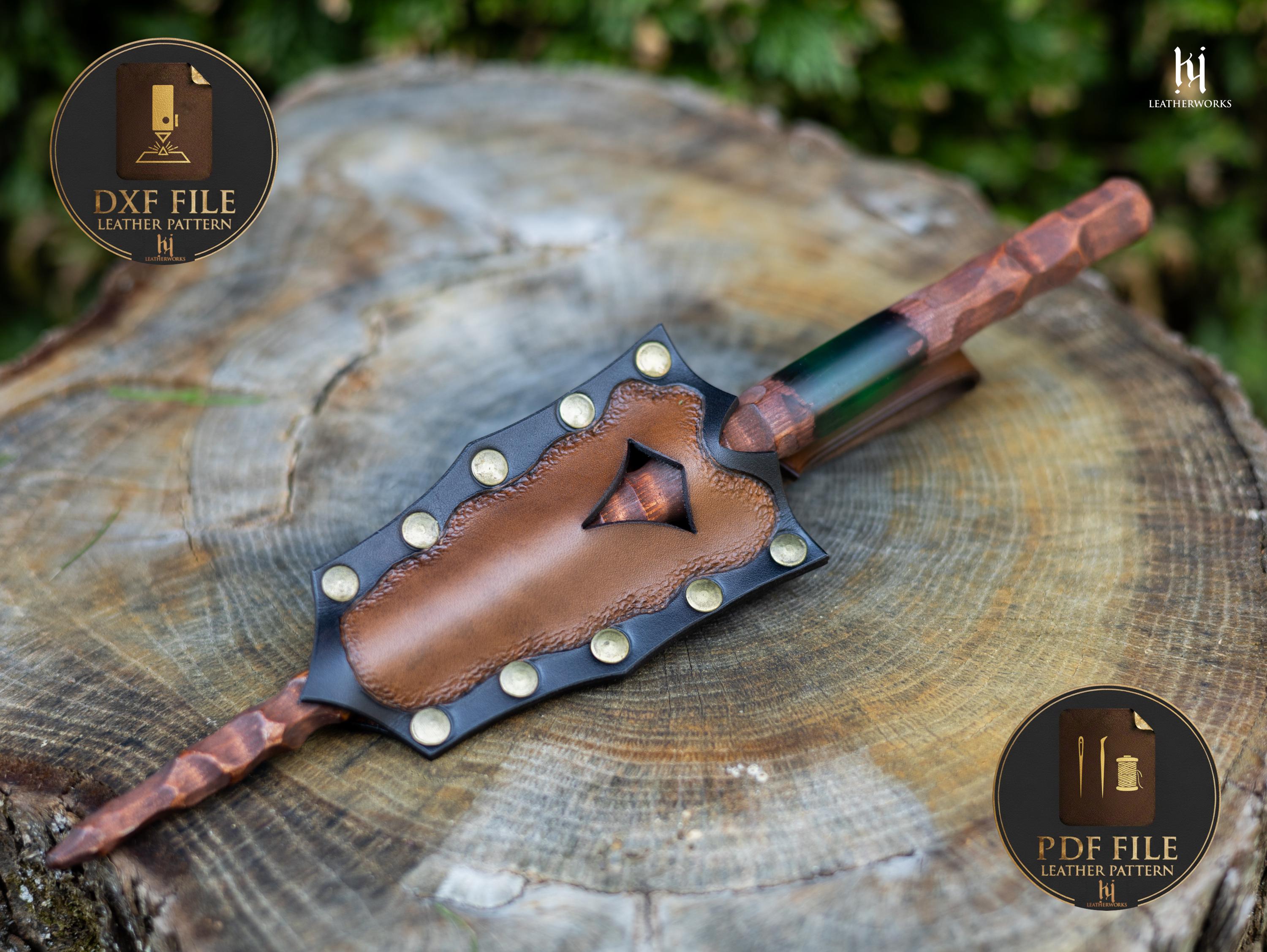 Leather Wand Holster Pattern Set (x2), Wizard Magic Wand Case Template ...