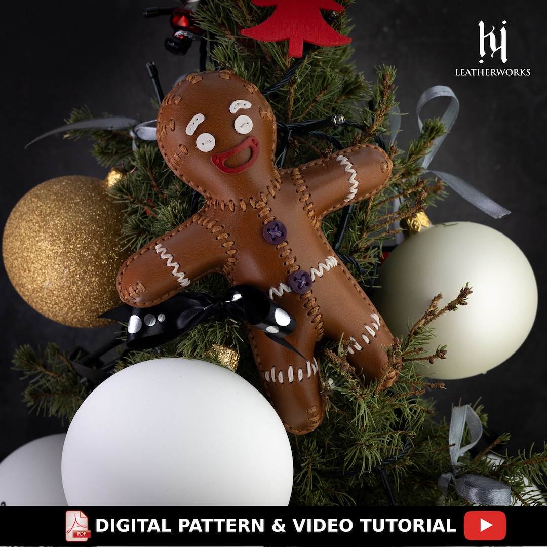 Gingerbread Man Pincushion Pattern - Leather Gingerbread Man Christmas ...