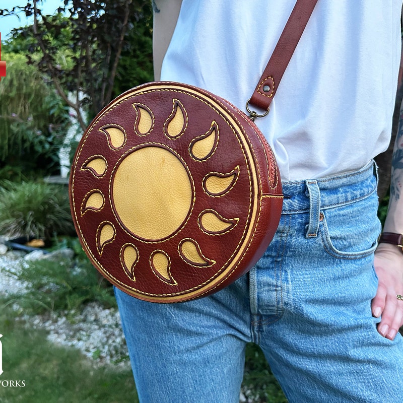Leather Circle Bag - Etsy