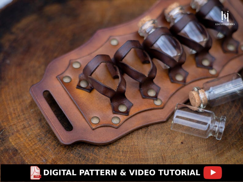 Leather Potion Holder Pattern Three Size, Alchemist Cosplay Gear, PDF ...