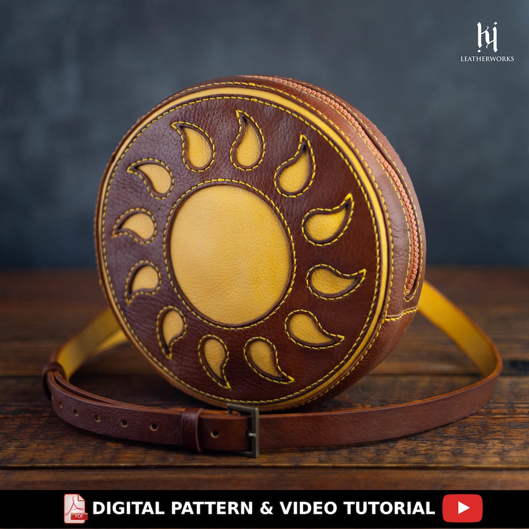 Round Bag PDF Pattern for Canteen Bag 3in1 Pattern Leather Purse PDF US ...