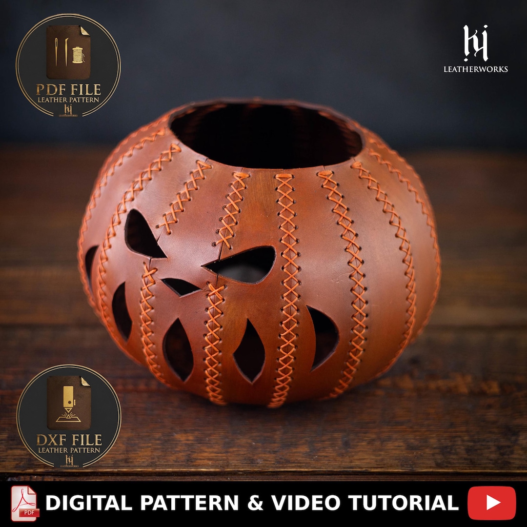 Leather Pumpkin Pattern | Jack O' Lantern PDF Template | Halloween ...