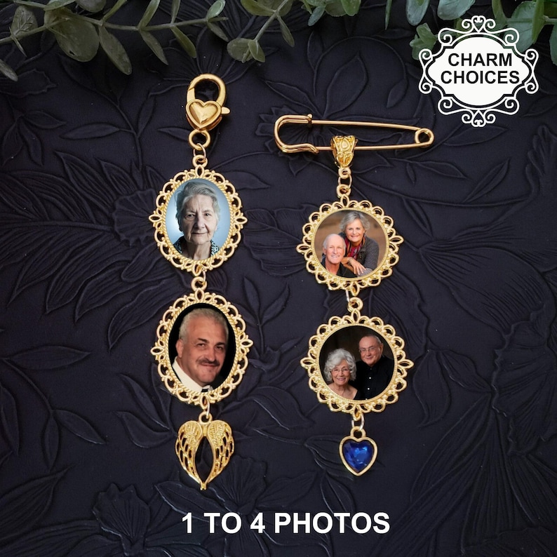 Gold Wedding Bouquet Bridal Photo Memorial Charm - Gift for Bride ...