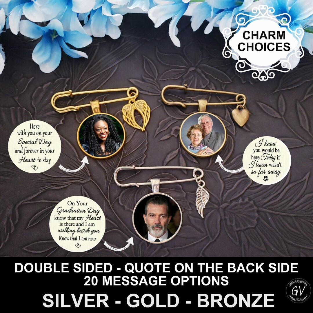 Graduation Memorial Photo Gown Charm Pin, Double Sided, Pendant for Cap ...