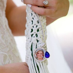 Memorial Photo Wedding Charm, Rhinestone Pin to Attach to Bouquet, Gift ...