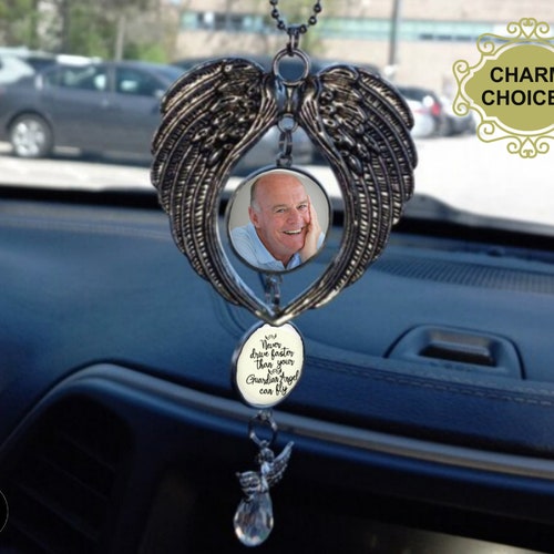 Angel Wing Car Rear View Mirror Photo Triple Memorial Charm - Etsy