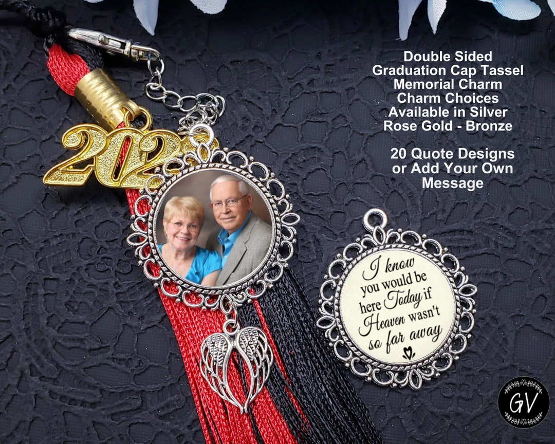 Graduation Tassel Memorial Photo Charm Custom Quote Double - Etsy