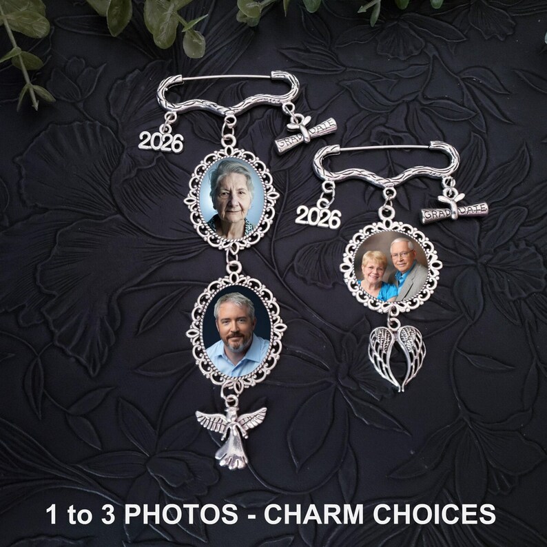 Graduation Memorial Photo Gown Charm Pin, Silver, Diploma Pendant for ...