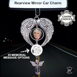 Angel Wing Car Rear View Mirror Photo Picture Memorial Charm Choose Your Own Quote Ornament Hanger Charm Etsy