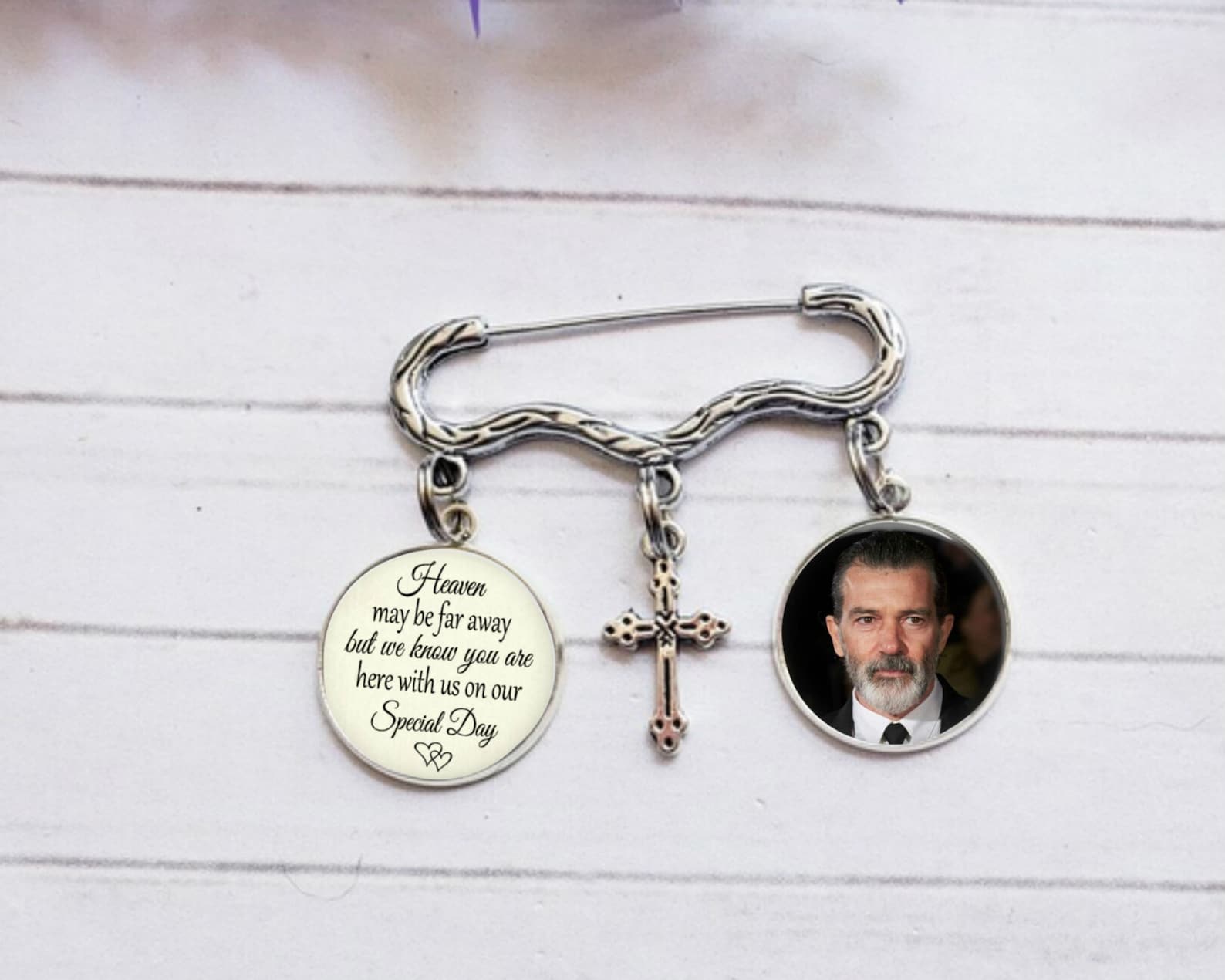 Gift for Groom Boutonniere Memorial Lapel Pin, Bridal Bouquet Charm ...