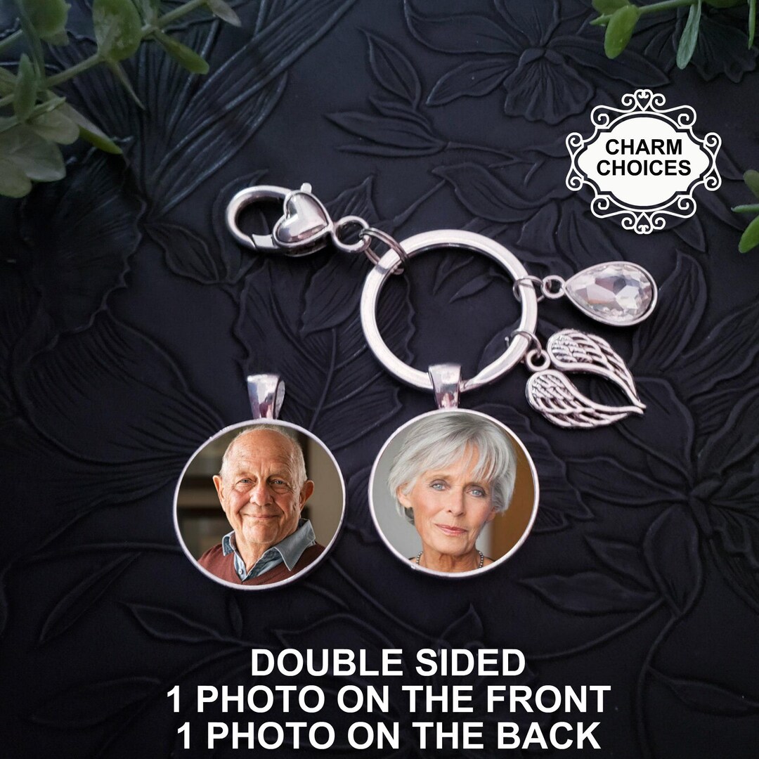Memorial Photo Picture Keychain, Double Sided Two Side Key Chain Ring ...