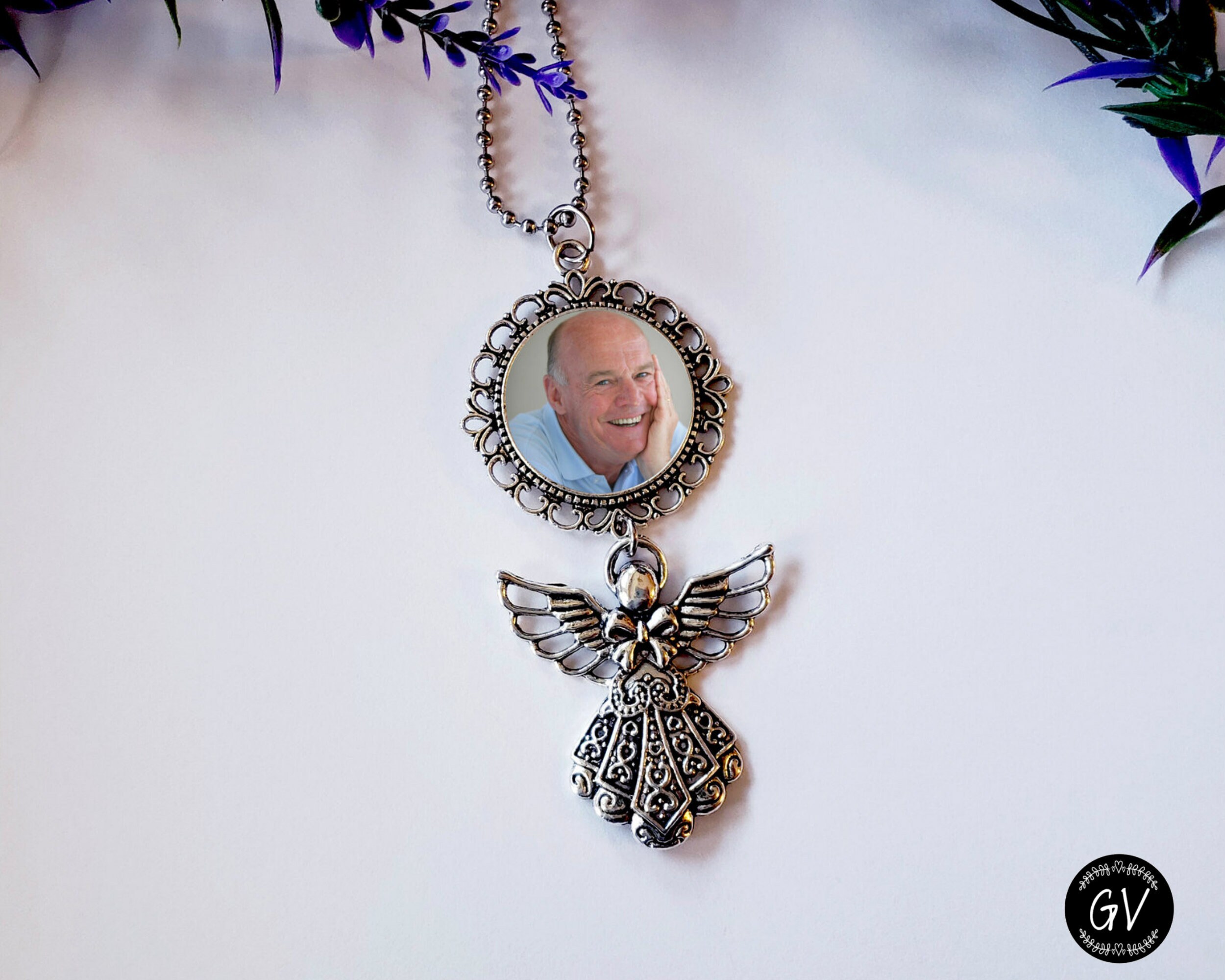 Rear View Mirror Memorial Photo Picture Charm Angel Wing - Etsy