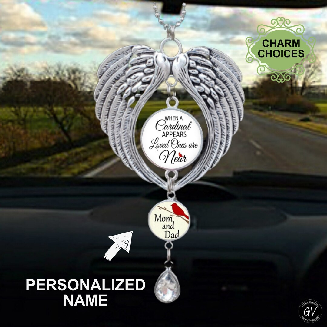 Angel Wing Car Rear View Mirror Memorial Charm, When a Cardinal Appears ...