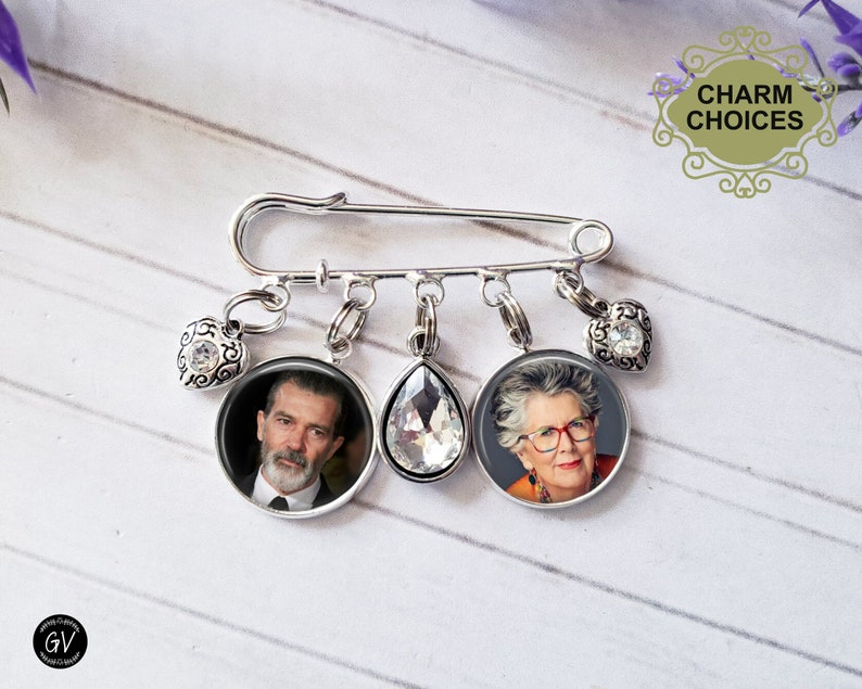 Photo Bouquet Charm Pin Bridal Bouquet Stick Pin Charm - Etsy